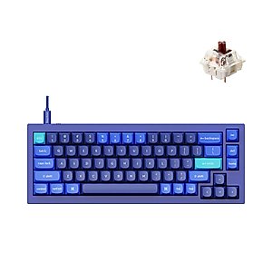 Keychron Q2 Wired Custom Mechanical Keyboard, QMK/VIA Programmable Macro, Full Aluminum, Hot-Swappable Gateron G Pro Brown Switch, 65% Layout Double Gasket Compatible with Mac and Windows - Blue