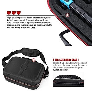 Carrying Storage Case for Nintendo Switch & N-Switch OLED, Hard Shell Large Capacity Storage Bag for Nintendo Switch Game Controller, Dock, Switch Console, 18 Games Slots, Pro Controller & Accessories