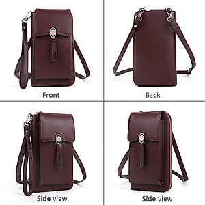 Pearl Angeli Small Crossbody Phone Bag Wallet RFID Cell Phone Purse Wallet PU Leather Shoulder Handbag Wallet for Women