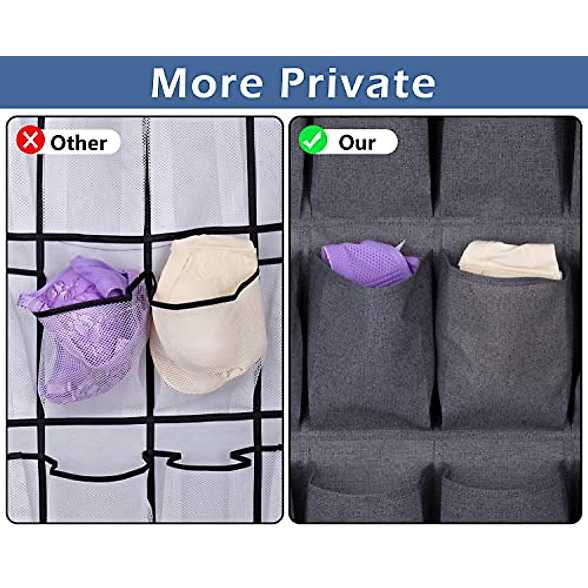 MISSLO Sturdy Fabric Hanging Shoe Organizer Over the Door Shoe Rack 24 Large Pockets Closet Holder Hanger Storage with 4 Metal Hooks for Men Sneakers Women High Heels Slippers