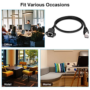 iGreely Ethernet Extender 2Pack RJ45 Male to Female Screw Panel Mount Cat6/Cat5e/Cat5 Ethernet LAN Network Extension Cable 2ft/60cm CAT6