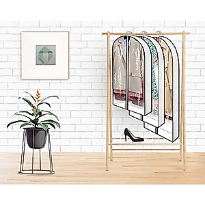 OUPAI 40" Garment Bags for Hanging Clothes Closet Storage with 4" Gussets, Clear Clothes Protectors for Hanging Clothes Suit Cover for Coats, Shirts, Sweaters Storage (White,3 Packs)