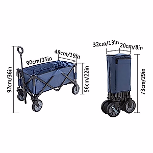 KOHARA Handcart, Outdoor Folding Utility Wagon Collapsible Wagon Cart, Heavy Duty Outdoor ch Wagon with Wheels, Home Shopping Trolley, Load-80Kg / 176Lbs/Pink