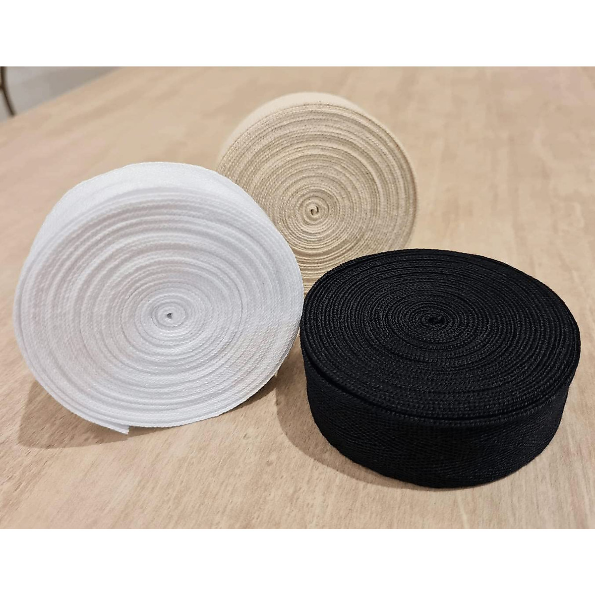 Losita 1 inch X 5 Yards Natural Cotton Twill Tape Herringbone Soft Fabric Webbing Strap Ribbon, Bias Binding for Sewing Gift Wrapping DIY Cloth Bag Holders Blanket Edge Supplies (Black)