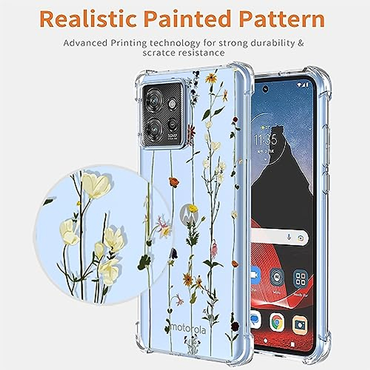 GTBDEKI Phone Case for Motorola ThinkPhone Case, Moto ThinkPhone Case with Screen Protector, Clear Case with Flower Garden Patterns Protective Phone Cover for Motorola ThinkPhone Floral Garden