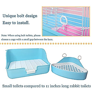Hamiledyi Guinea Pig Potty Trainer Corner, Small Animals Triangle Plastic Litter Box, Bedding Litter Box Pee Pan Tray Toilet for Hamster Gerbil Bunny Ferret Chinchilla Hedgehog (Blue)
