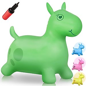 WALIKI Green Bouncy Horse for Kids | Inflatable Hopping Horse Ride-On Toy with Pump for Active Boys Ages 1, 2, and 3 | Balance & Sensory Ride-On Toy