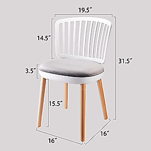 STARWAY Mid Century Modern Dining Chairs Set of 2, Retro Faux Velvet Accent Chair with Solid Wood Legs, Armless Side Chair Leisure Chair for Kitchen, Dining Room & Living Room (Gray)