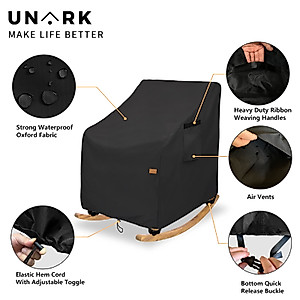 UNARK Outdoor Rocking Chair Covers 2 Pack,Waterproof Heavy Duty Outdoor Chair Covers,Swivel Chair Cover,Outdoor Swivel Rocker Chair Covers ,Outdoor Rocker Covers Waterproof (28W x 33D x 39H Inch)Black