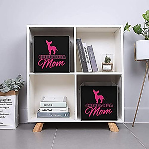 Chihuahua Mom Dog Canvas Collapsible Storage Bins Cube Organizer Baskets with Handles for Home Office Car