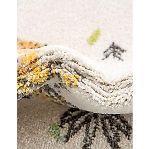 Unique Loom Whimsy Kids Collection Area Rug - Animals (Rectangular 5' 3" x 8' 0", Ivory/ Black)