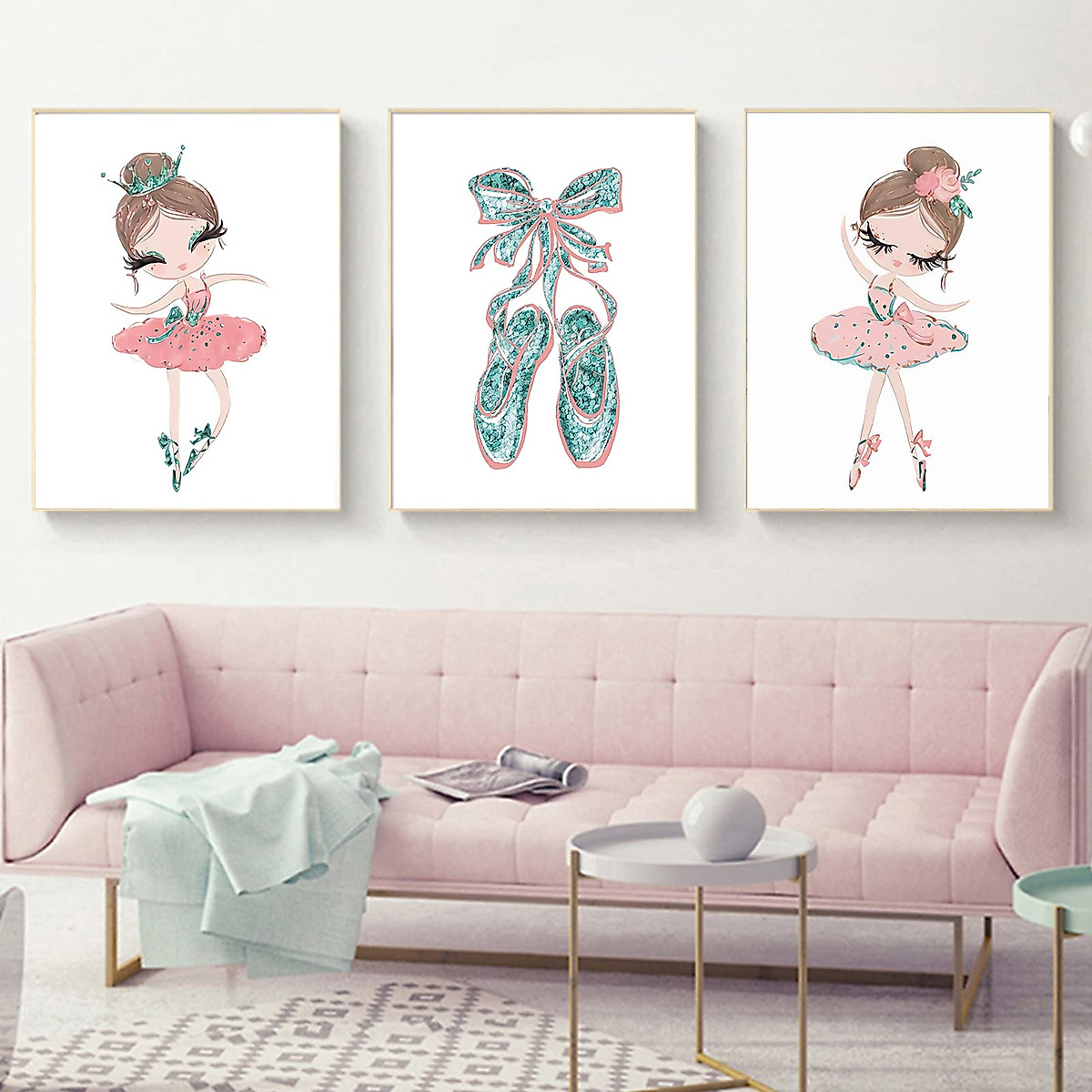 PWTXKAH Ballet Dancer Pictures Watercolor Ballet Canvas Wall Art