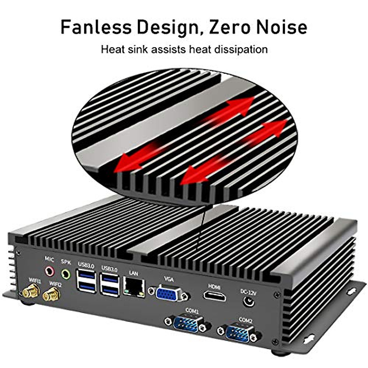 msecore Mini Industrial PC, Rackmount Fanless Computers, Wall-mountable Desktop with i3-4005U, 8GB RAM, 128GB SSD, VGA, HDMI, 2xCOM RS232, WOL, Windows 10 Pro