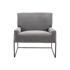 i-POOK Mid Century Modern Metal Frame Armchair, Single Sofa Chair with Black Iron U-Shaped Legs, Upholstered Accent Chair for Living Room, Bedroom, Reading Room, Lounge, Grey