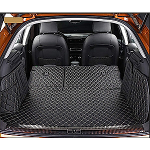 Worth-Mats Trunk Mat Compatible with Porsche Cayenne SUV Fuel 2019-2024 3D Full Coverage Cargo Liner Black with Gold Stitching