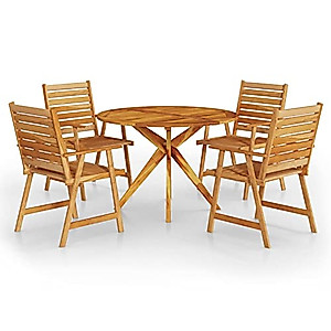Camerina 5 Piece Patio Dining Set Outdoor Dining Table Set Patio Table and Chairs Set Outdoor Patio Dining Set Solid Wood Acacia 3087132