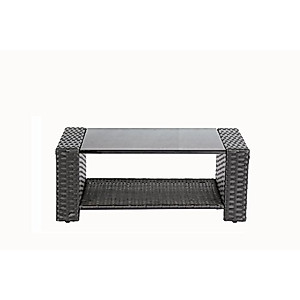 Baner Garden 4 Pieces Outdoor Furniture Complete Patio Cushion Wicker P.E Rattan Garden Set, Full, Black