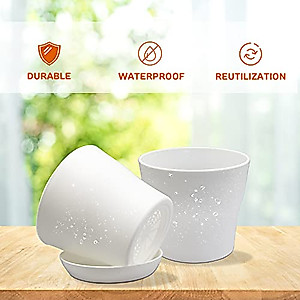 JERIA 16-Pack 4" Plastic Flower Plant Pots Thickened Seedlings Nursery Pots, Flower Plant Container Seed Starting Pots with Pallet (White)