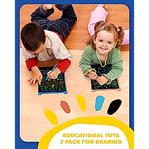 bravokids LCD Writing Tablet 8.5 Inch Toddler Doodle Board, 8.5 inch Colorful Doodle Board 2 Pack
