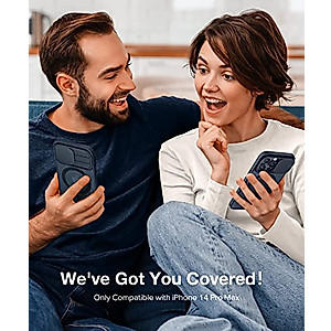 Tongate Magnetic Case for iPhone 14 Pro Max Case with Sliding Camera Cover, [Compatible with Magsafe] [10FT Military Drop Protection], Slim Fit Shockproof Matte Case with Screen Protector 6.7", Black