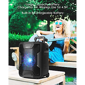 Karaoke Machine for Adults, Wireless Portable PA System Bluetooth Karaoke Speaker with 8" Subwoofer, 2 Wireless Microphones, Disco Ball Light for Christmas Singing Party Home Karaoke Outdoor