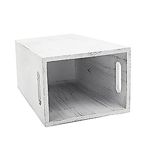 Farmlyn Creek 2 Piece Rustic Bathroom Trash Can Set with Handles for Bedroom, Living Room, Office (White-Washed, 2 Sizes)