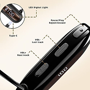 Open Ear Headphones Wireless Bluetooth 5.3 Air Conduction Headphones with with Built-in Mic, 30Hrs Sports Headset With Power Display HiFi Stereo Sound Earphones for Running, Cycling, Workouts (Black)