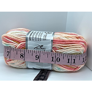 Salmon Mini Baby Design DK Yarn - Acrylic Wool Blend Self-Patterning Yarn 50 Gram, 142 Yards - Salmon, Amber Blue, White +