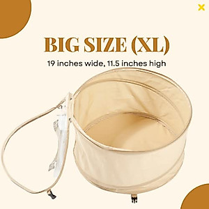 TIURE Large Hat Pop Up Bag Storage and Travel Box for Big Round Hats and Caps Expands and Keeps Out Dust and Dirt Perfect for Cover Cowboy Sun Beach Hats, 19 inches diameter