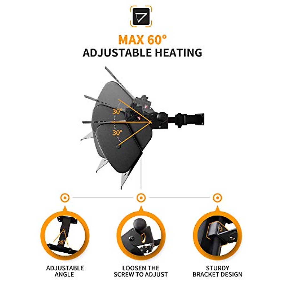 Star Patio Electric Patio Heater with Remote, Wall Mounted, Outdoor Ceiling Patio Heater, Outdoor Heaters, Infrared Heater, Hanging Patio Heater, Industrial Black, STP2020-A-RM N1