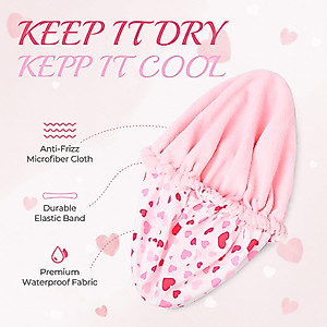 Shower Cap for Women Terry Lined Bath Cap Large Reusable Waterproof Elastic Band Pink Shower Caps for Long Thick Hair Soft Bath Shower Hair Caps