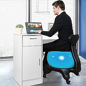 TOPINCN Computer Desk, 1 Drawer 1 Door Compact Computer PC Laptop Desk Home Laptop Notebook Computer Desk Modern Simple Style Office Desks Workstations Gaming Desk for Home Office Bedroom(White)