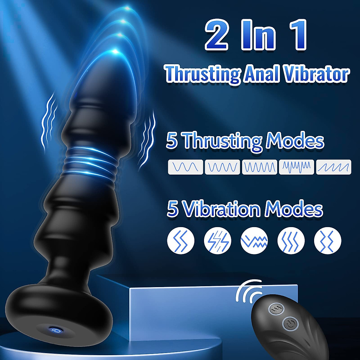 Thrusting Sex Toys Anal Plugs - Anal Toys Sex Toy Remote Control Vibrating Butt Plug G Spot Vibrator, Anal Beads with 5 Vibrating & Thrusting Prostate Massager, Anal Sex Toys for Male and Female