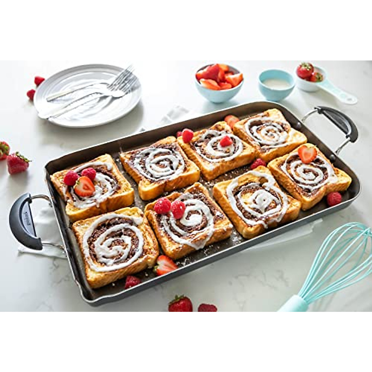 GoodCook Everyday 18" x 11" Nonstick Aluminum Double Burner Griddle Pan, Black