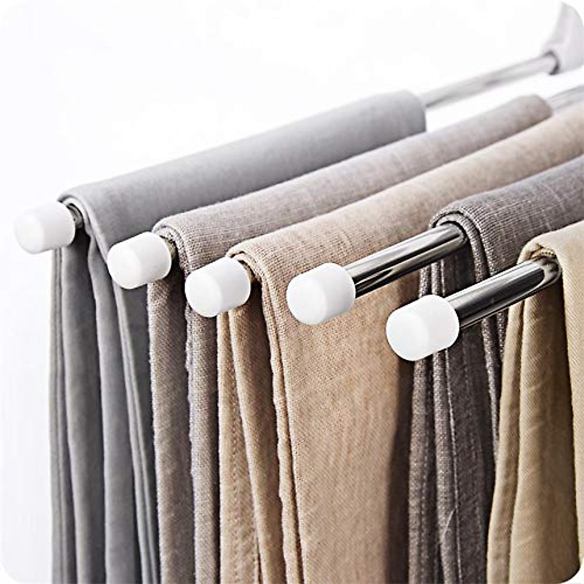 Pants Hanger, Hangers for Clothes & Closet Organizer Space Saving, Jean Hangers Scarf Hanger Pants Organizer Clothes Hangers Organizer Stainless Steel Multi Pants Space Saver
