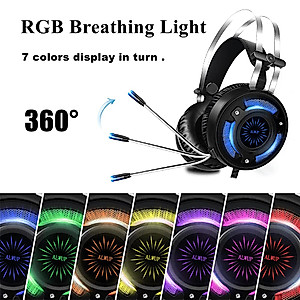 ALWUP Stereo Gaming Headset for PS4, Xbox One Headset, Lightweight Noise Cancelling Over Ear PC PS5 Gaming Headphones with Anti-Noise Mic, 50mm Drivers, Surround Sound, Soft Memory Earmuffs