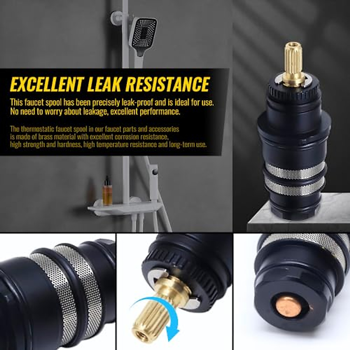 Thermostatic Shower Cartridge Replacement Parts Kit Compatible with Hansgrohe 98282000, Shower Bathroom Faucet Thermostatic Filter Vavle Core Chrome