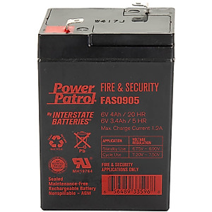 Interstate Batteries 6V 4Ah Fire & Security Battery (F1 Terminal) SLA AGM VRLA Power Patrol Rechargeable Replacement for Fire Alarms, Security Systems, General (FAS0905)