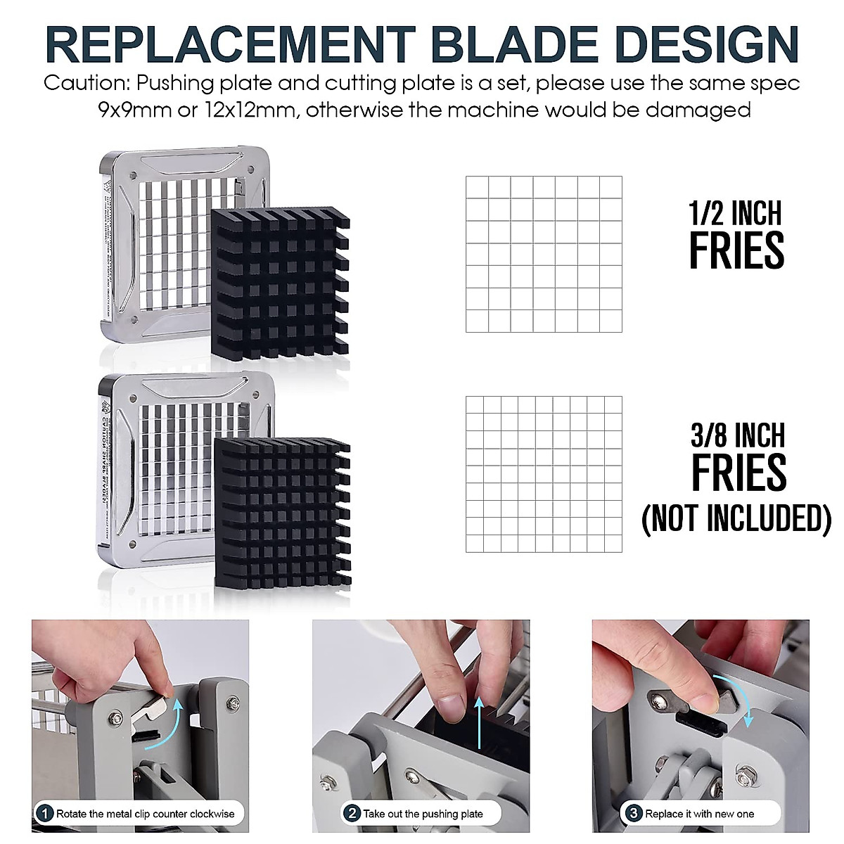 French Fry Cutter, Sopito Professional Potato Cutter Stainless Steel with 1/2-Inch Blade Great for Potatoes Carrots Cucumbers