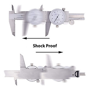 Clockwise Tools DDLR-1205 Pro Dial Caliper 0-12 Inch Double Shock Proof Stainless Steel Body SAE Measuring Tool