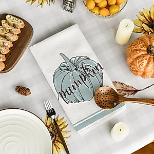 Artoid Mode Blue Watercolor Pumpkin Hello Fall Kitchen Towels Dish Towels, 18x26 Inch It's Fall Y'all Decoration Hand Towels Set of 4