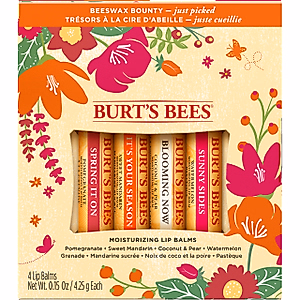 Burt's Bees Gifts, 4 Lip Balm Products, Just Picked Set - Pomegranate, Sweet Mandarin, Coconut Pear & Watermelon (4 Pack)