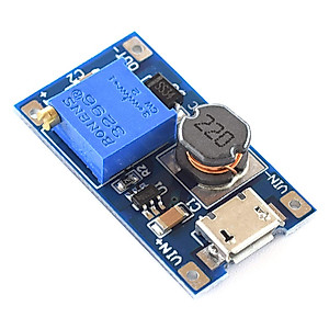 SDTC Tech 5pcs DC-DC Boost Converter 2V-24V to 5V-28V 2A Adjustable Voltage Regulator Micro USB 5V 9V 12V 24V Step Up Power Supply Module