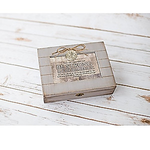 Cottage Garden Be Strong and Courageous Grey Distressed Locket Music Box Plays Amazing Grace