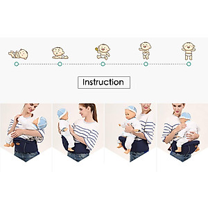 Baby Hip Seat Carrier Baby Waist Stool for Child Infant Toddler with Adjustable Strap Buckle Pocket Soft Inner Huge Storage (Dark Grey)