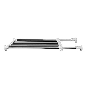 BAOYOUNI Tension Rod Shelf Expandable Closet Organizer Heavy Duty Adjustable Clothes Hanger Rack DIY Space Saver Layered Separator Divider 27.17''-36.02'', Ivory