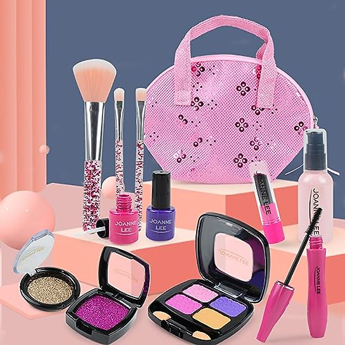 ZITA ELEMENT 14 Pcs 18 Inch Girl Doll Accessories and Makeup Set Includes Doll Dress with Makeup Stuff for 18 Inch Girl Doll My Our Life Journey Generation Girl Doll Accessories