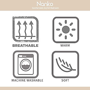 Nanko Queen Fitted Bed Sheet 80x60 Deep Pocket Mattress Tan Gray Plum Blossom Floral Cool Soft Lightweight Microfiber Bedding Set 2 Pillowcases 10 11 12 14 inch Grey Flower