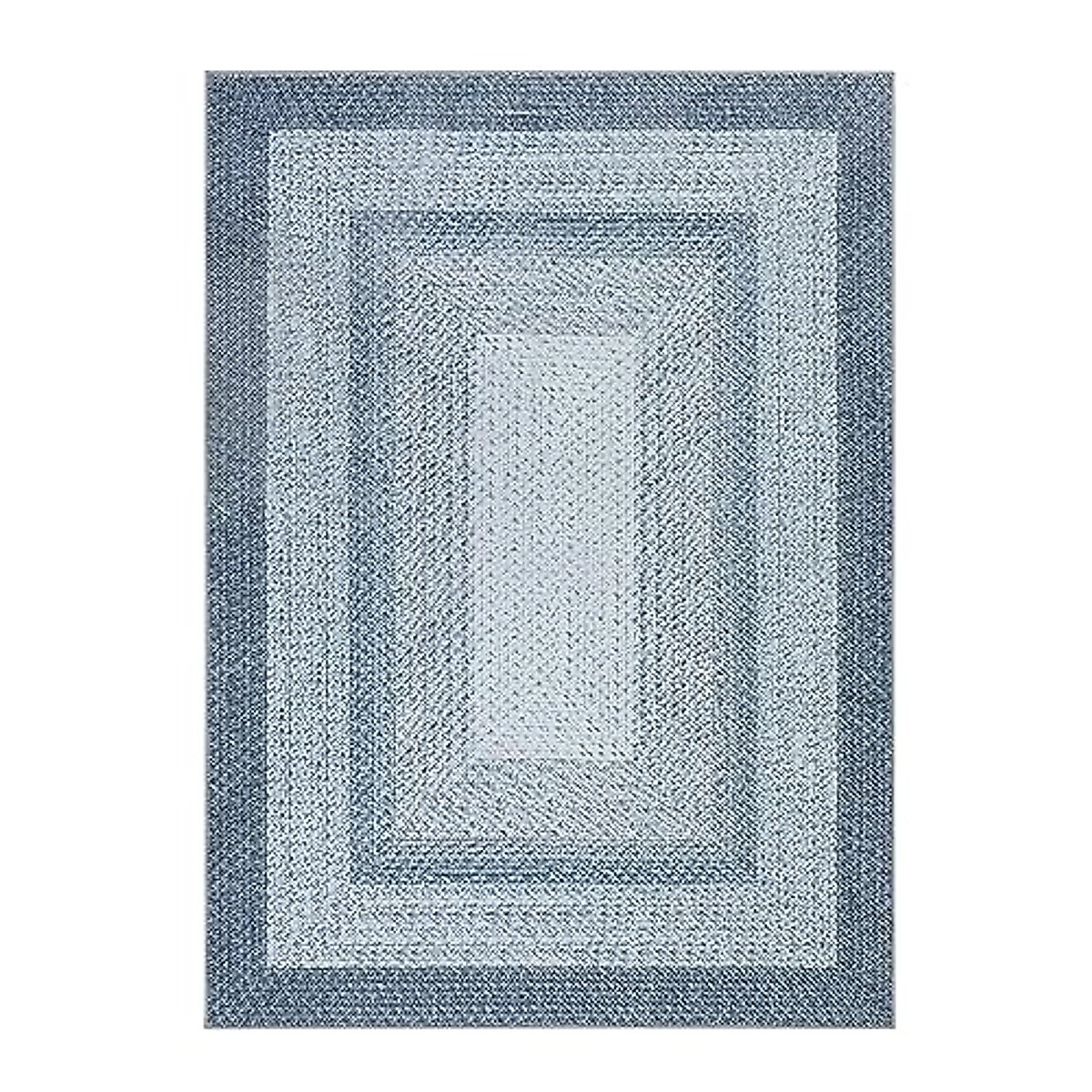 COZYLOOM Braided Print Home Indoor Area Rug 4x6 Rug for Entryway Living Room Bedroom Kitchen Dining Farmhouse Retro Area Rug Non Slip Backing Low Pile Floor Cover Non-Shedding Accent Rug Blue