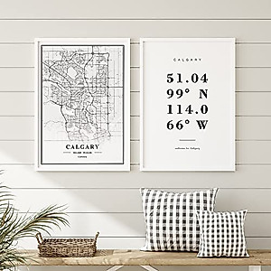 Dear Mapper Calgary Canada View Abstract Road Modern Map Art Minimalist Painting Black and White Canvas Line Art Print Poster Art Print Poster Home Decor (Set of 3 Unframed) (16x24inch)